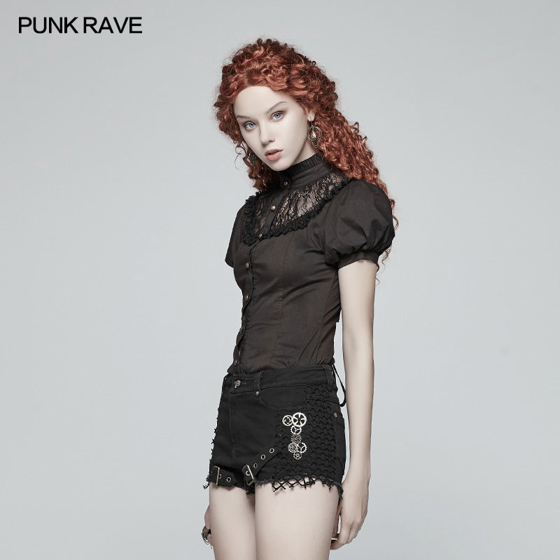 WY-988 Steampunk Puff Sleeve Shirt Short-sleeved Blouse – Punk Rave ...