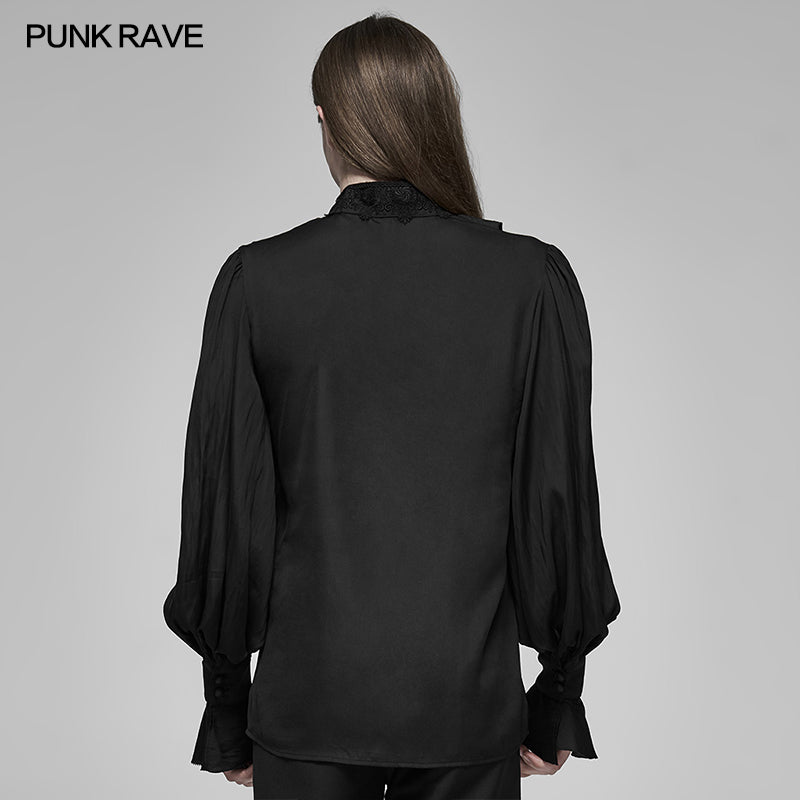 WY-1152CCM Rococo v-neck shirt with pleated bubble sleeves – Punk Rave ...