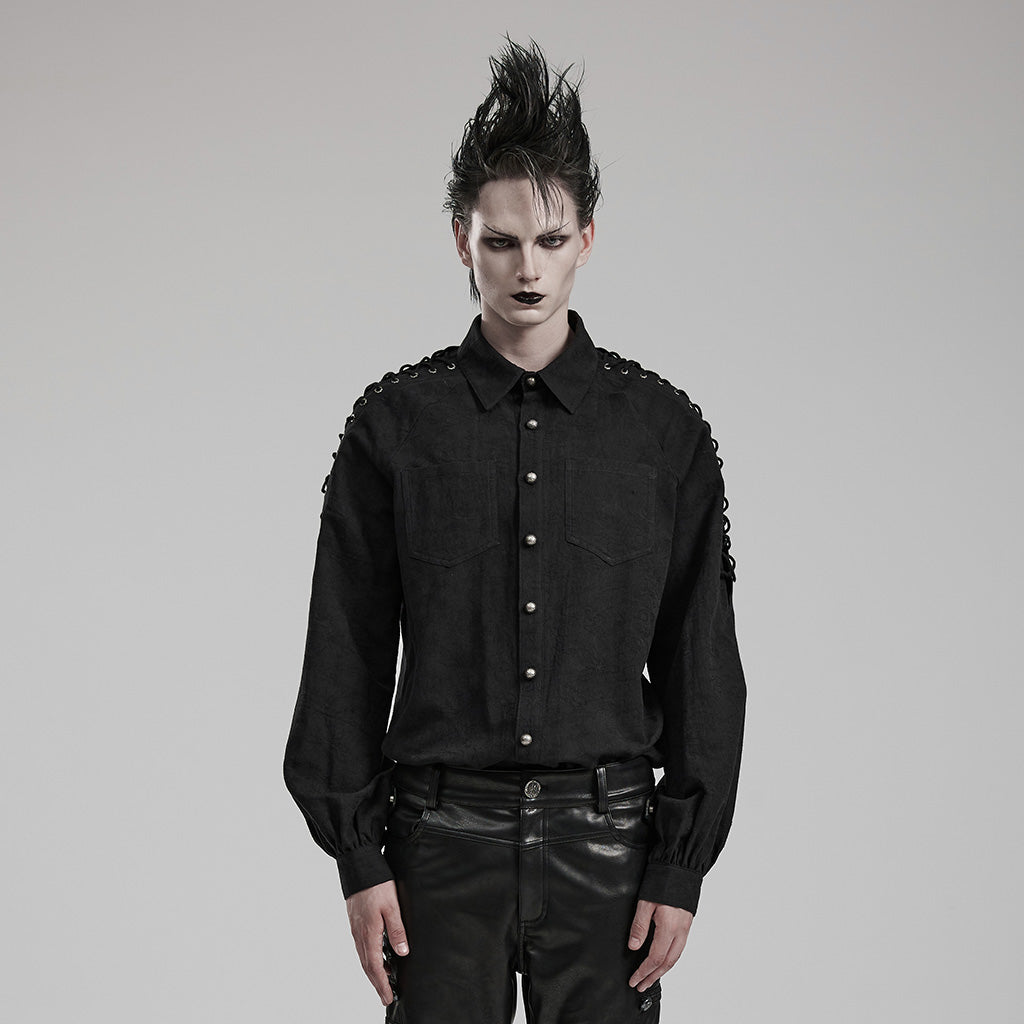 Shoulders Eyelet drawstring Goth shirt WY-1551CCM – Punk Rave Original ...