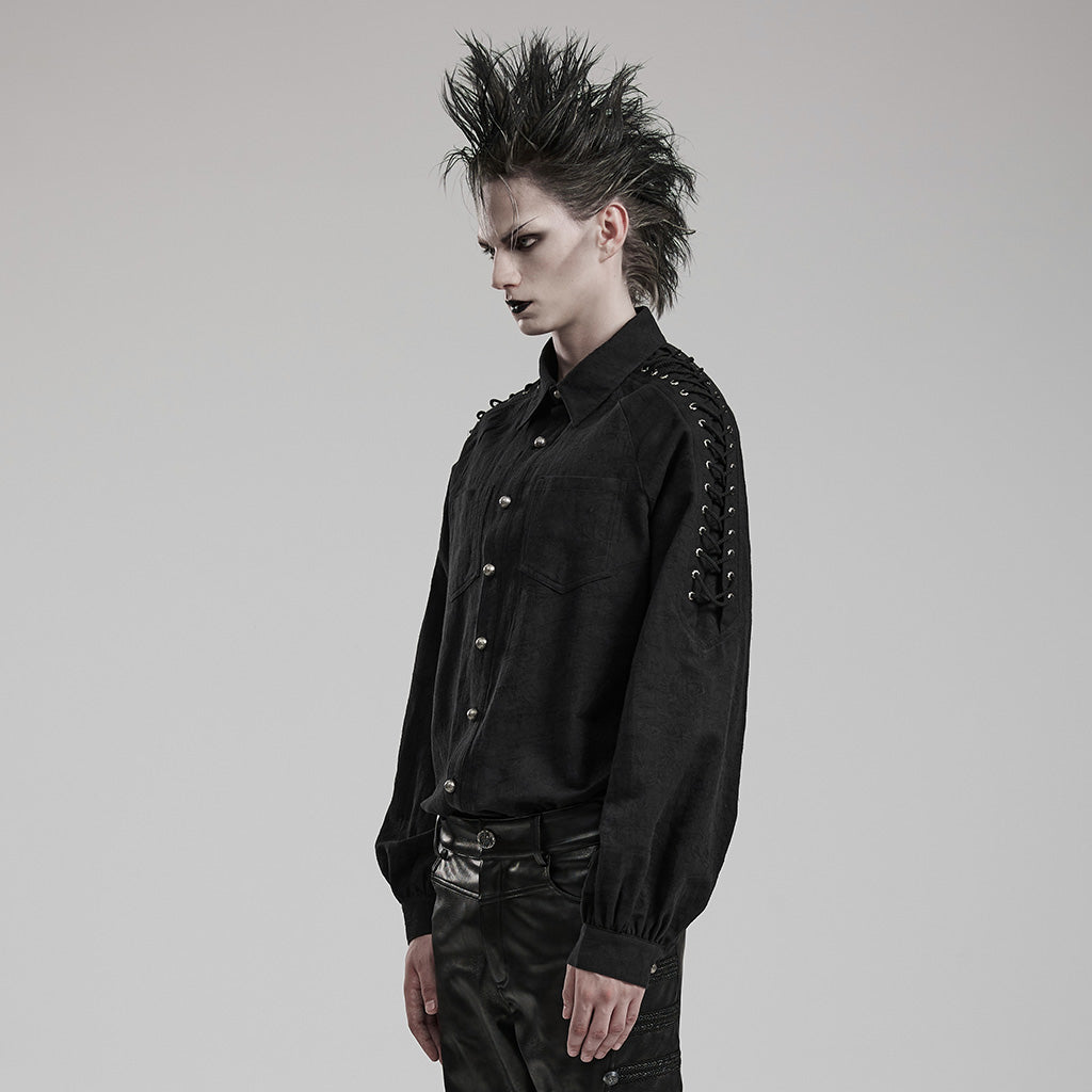 Shoulders Eyelet drawstring Goth shirt WY-1551CCM – Punk Rave Original ...